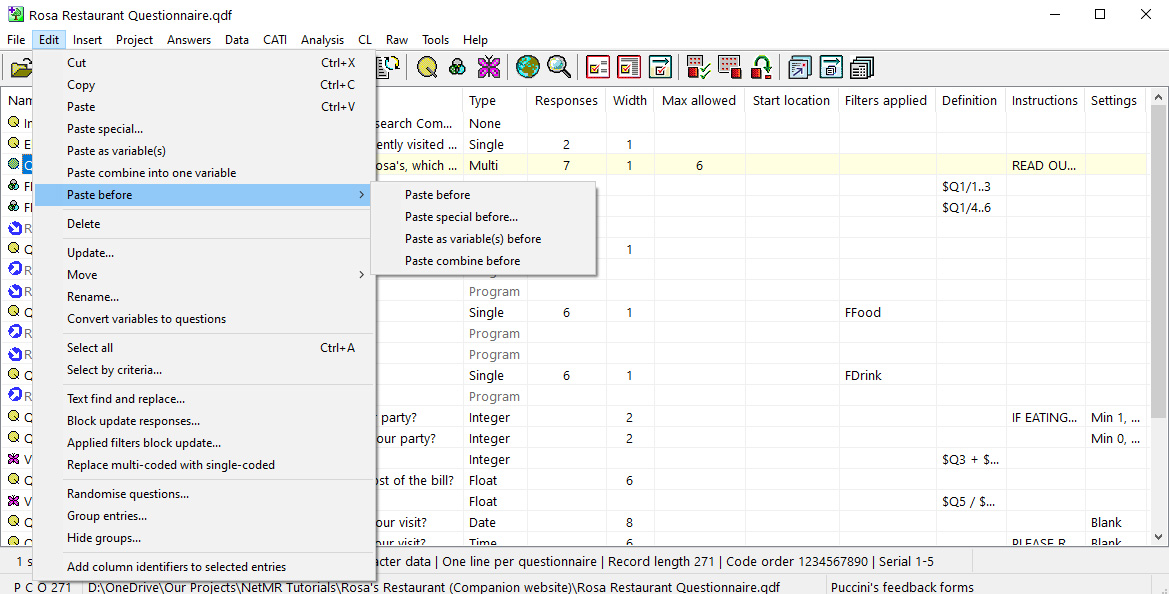 Companion Edit menu - Companion