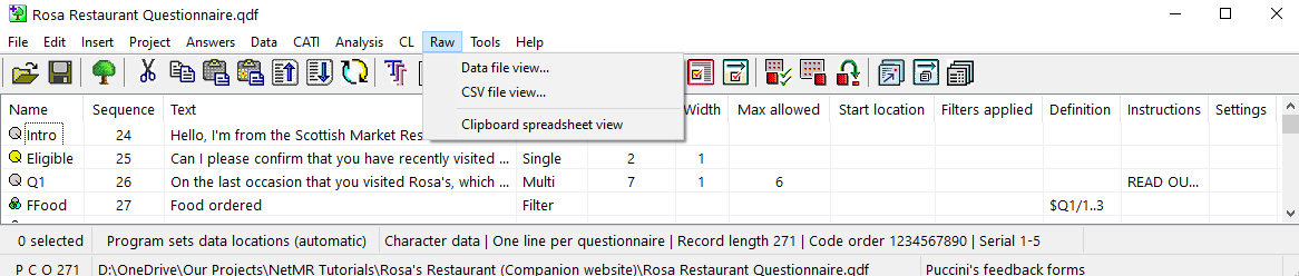 Companion Raw menu - Companion
